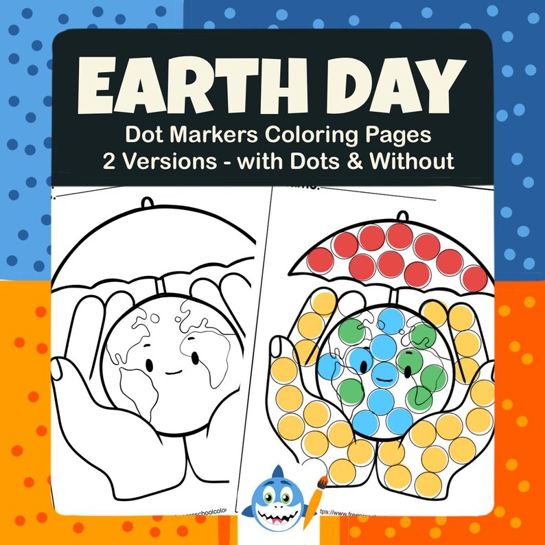 Earth Day Dot Markers Coloring Pages - 2 Versions - Etsy