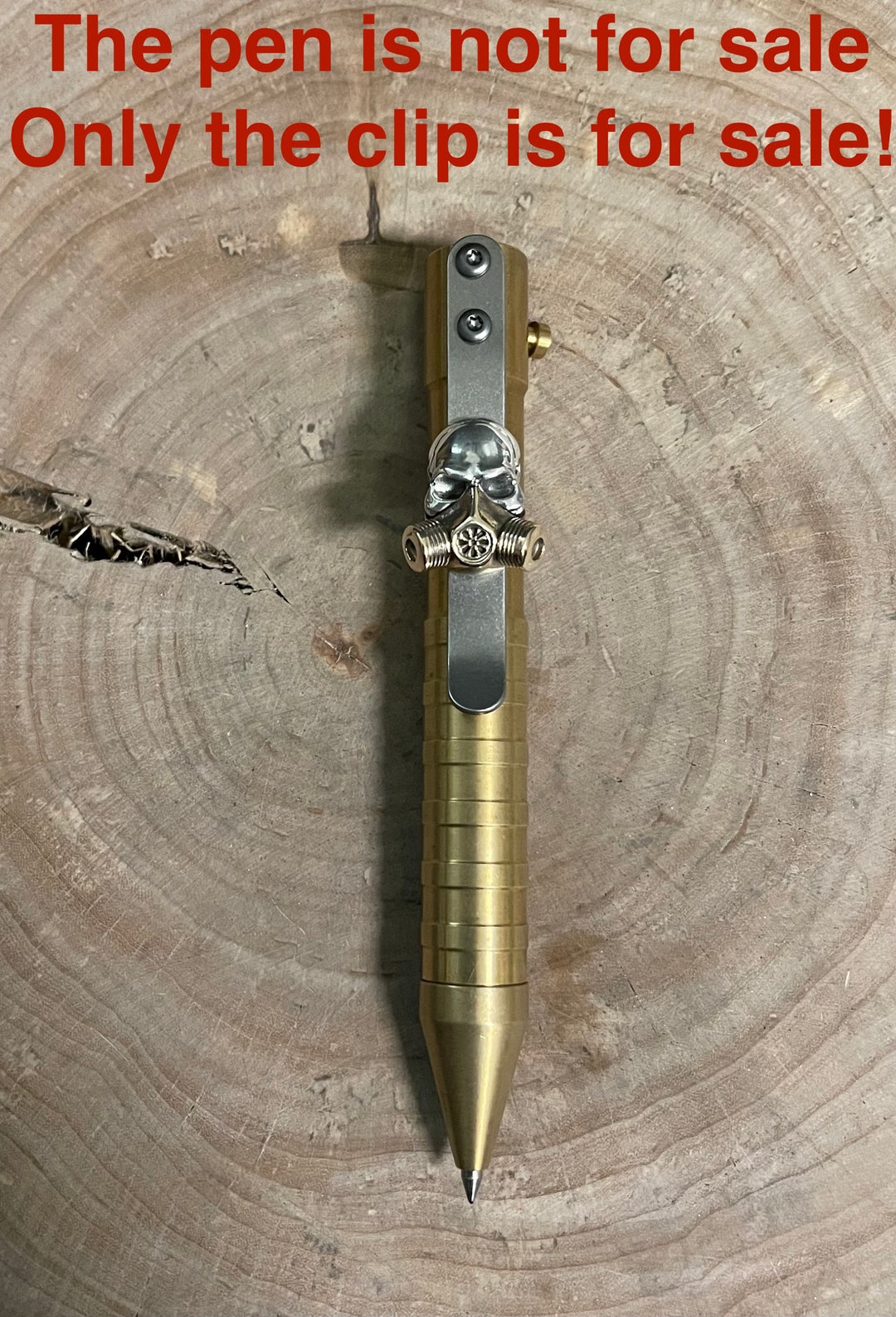 One Handmade Titanium Clip With Skull With Mask for Boker 50 Cal Pen ...