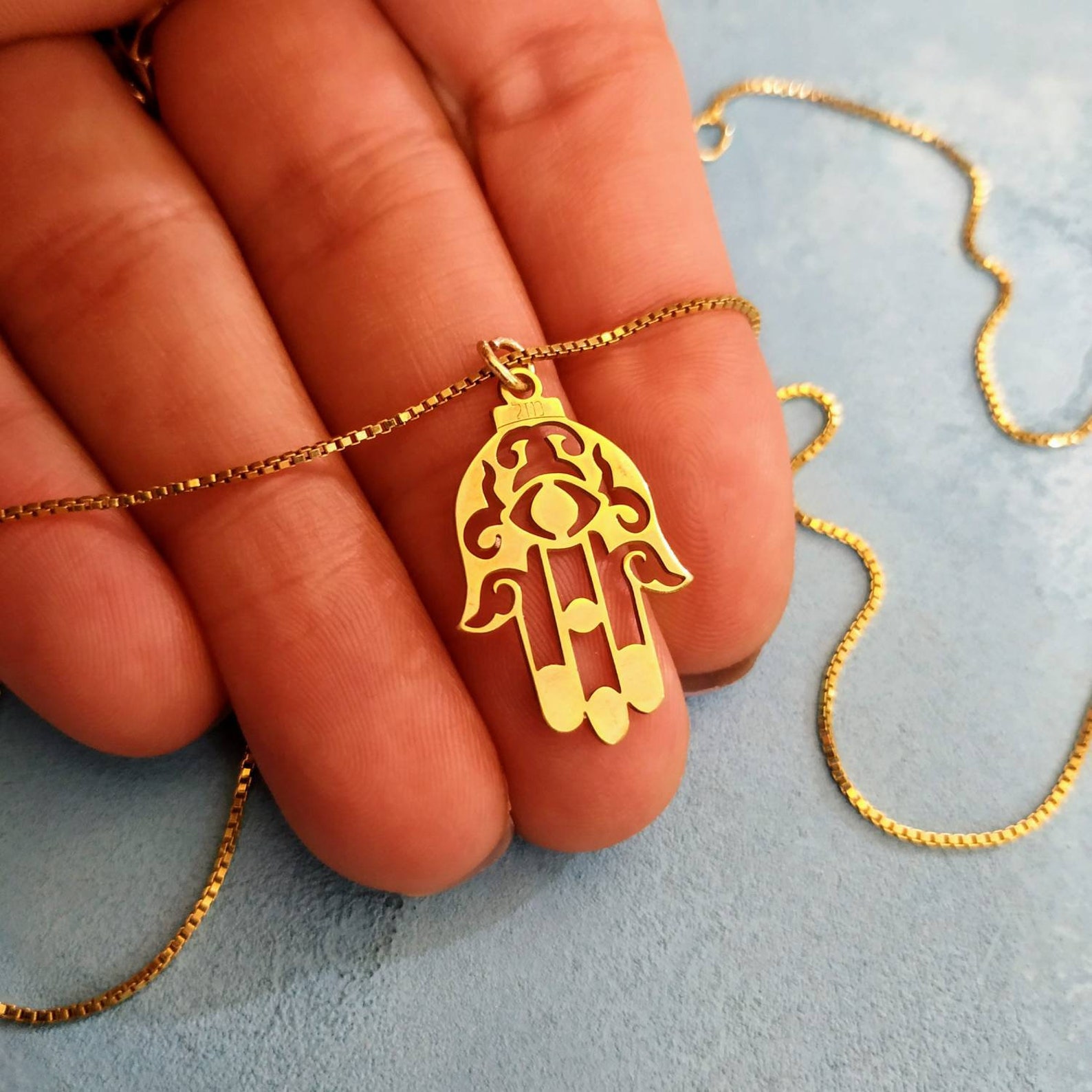 18k Gold Plated Hamsa Pendant Hamsa Hand Necklace Hand Of | Etsy