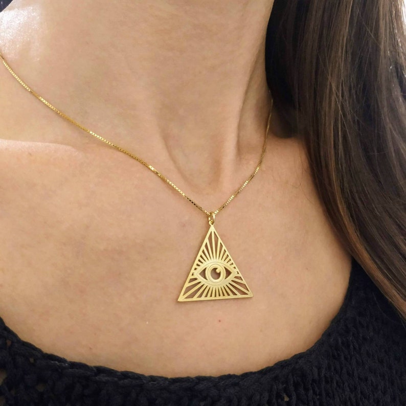 Gold Plated Third Eye Necklace Eye of Providence - Etsy