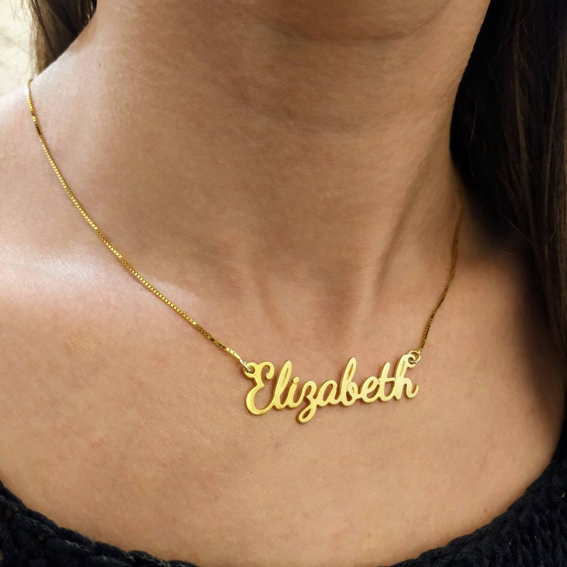 14k Real Solid Gold Custom Name Necklace Nameplate Pendant - Etsy
