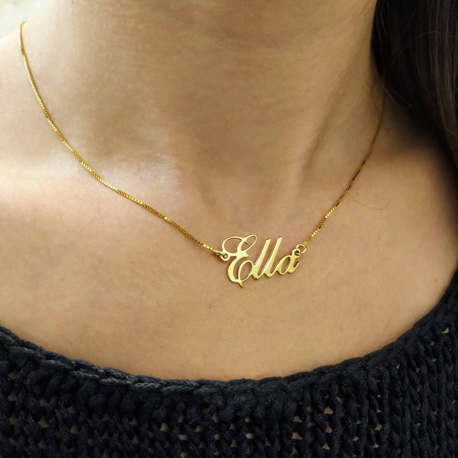 Gold Plated Nameplate Necklace Personalized Name Chain - Etsy Israel