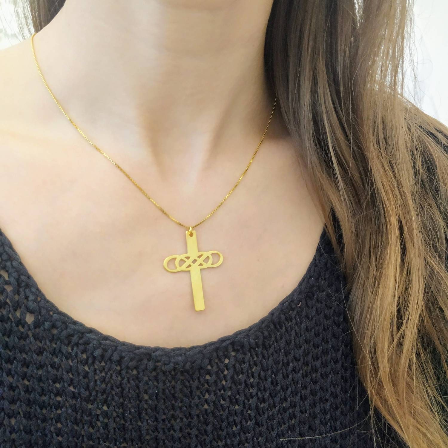 14k Solid Gold Infinity Cross Celtic Cross Gold Cross | Etsy