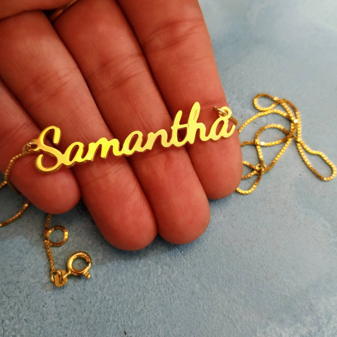 14k Solid Gold - Name Necklace 14k - 14k Gold Nameplate - Personalized ...