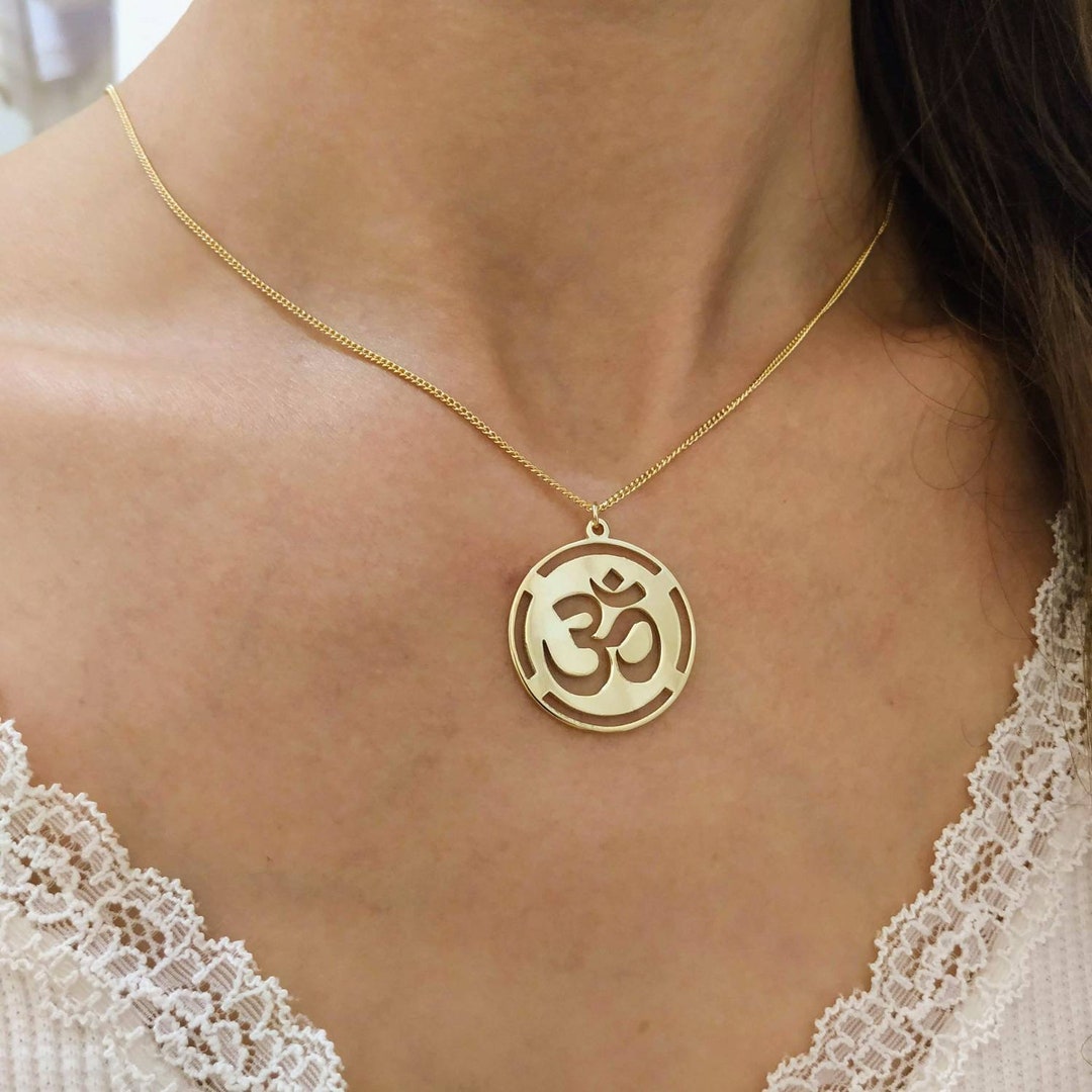 Gold Om Necklace - Ohm Necklace - Aum Necklace - Om Pendant - Om Charm ...