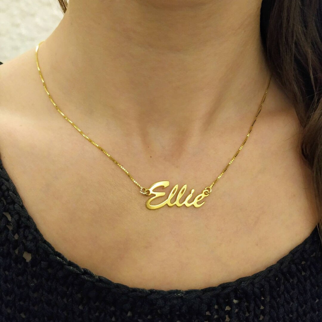 Custom Made - 18k Gold Plated - Name Necklace - Handwriting Jewelry ...
