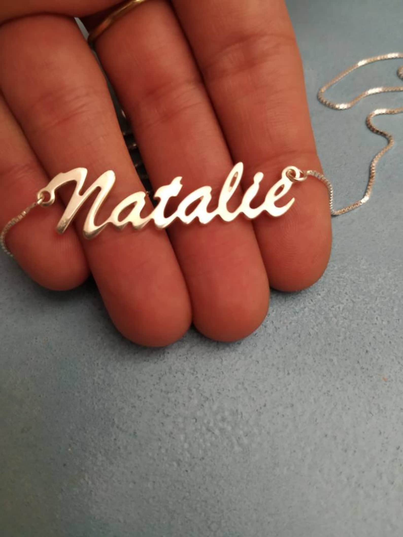 925 Sterling Silver Nameplate Necklace Custom Name Chain | Etsy