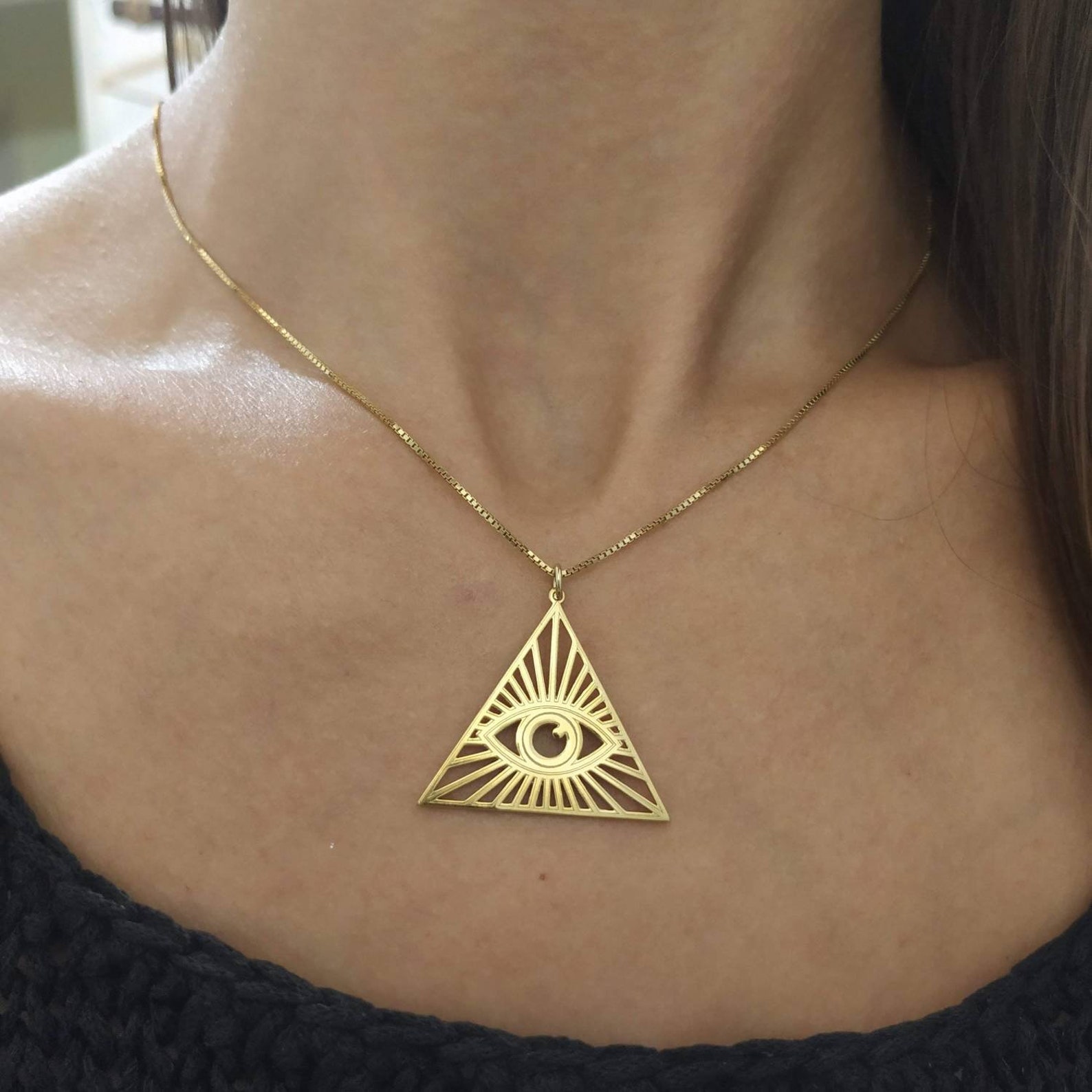 Gold Plated Third Eye Necklace Eye of Providence - Etsy