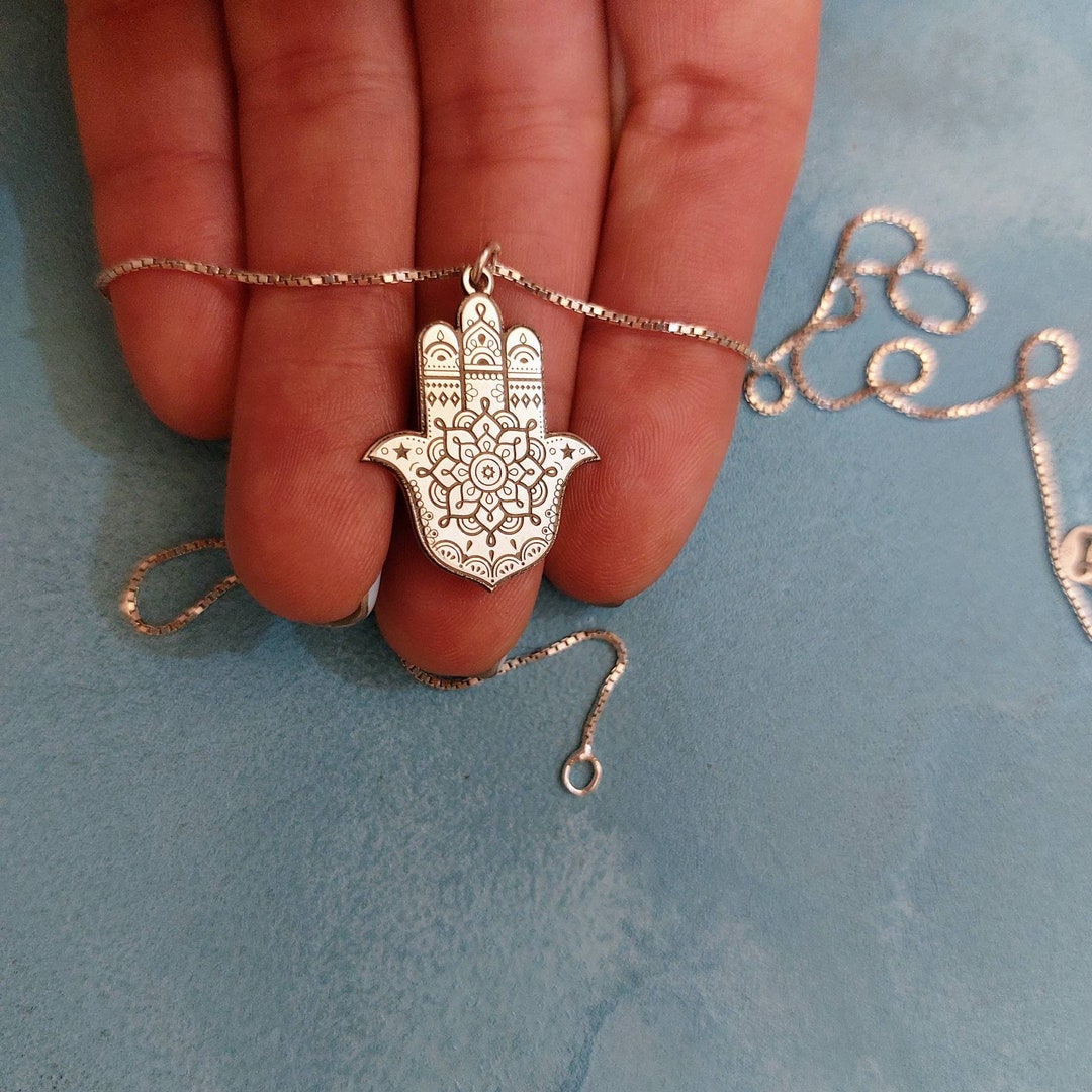 Hamsa Hand Pendant Fatima Necklace Hamsa Charm Spiritual - Etsy