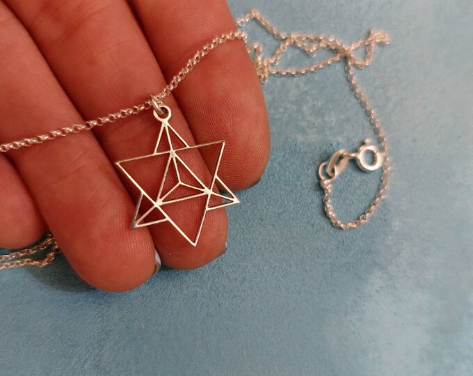 Silver and Gold 14K Merkaba Pendant 3d Star of David 3d - Etsy Israel