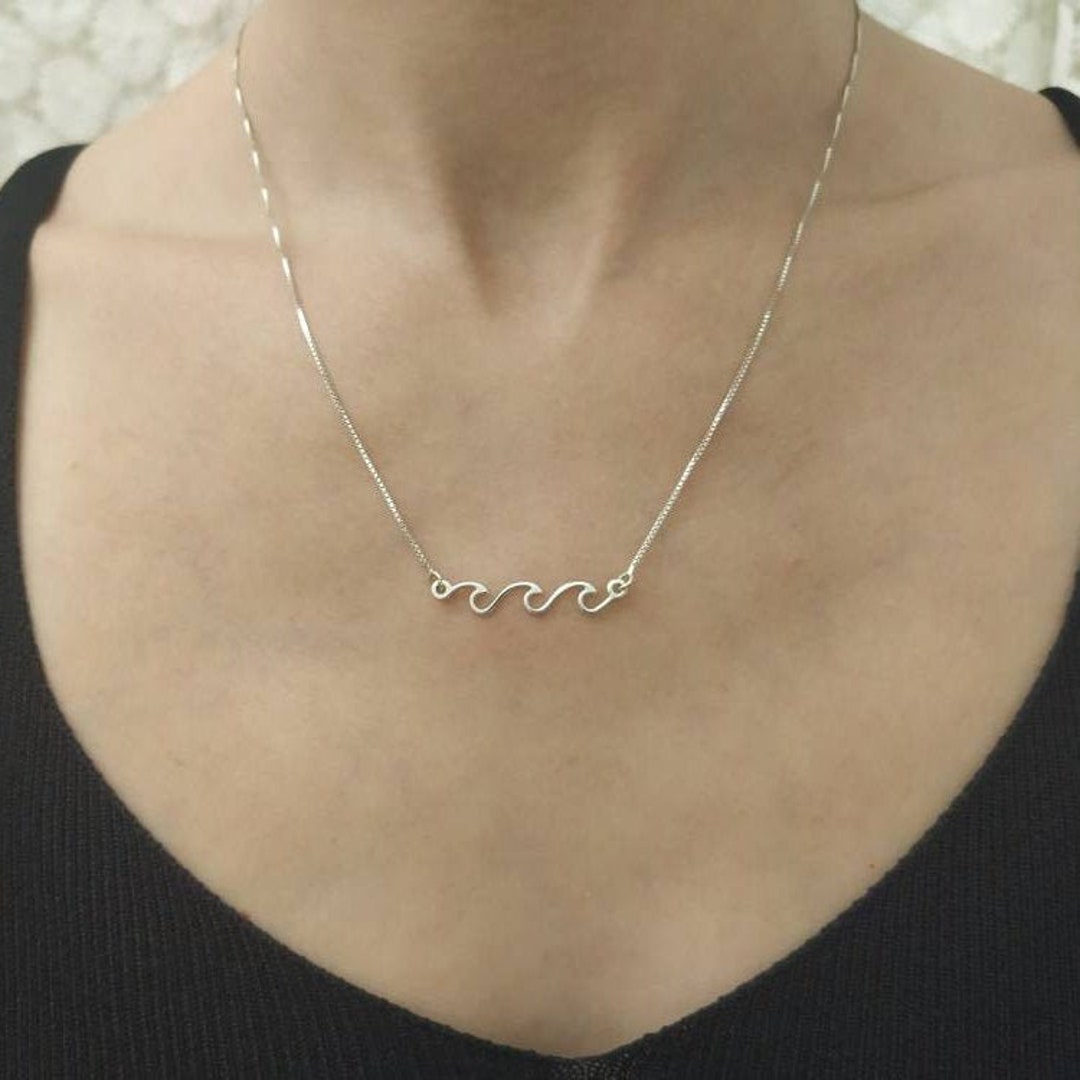 Waves Necklace - Sea Charm - Wave Pendant - Sea Wave Jewelry - Surfing Gift for Him - Christmas ...