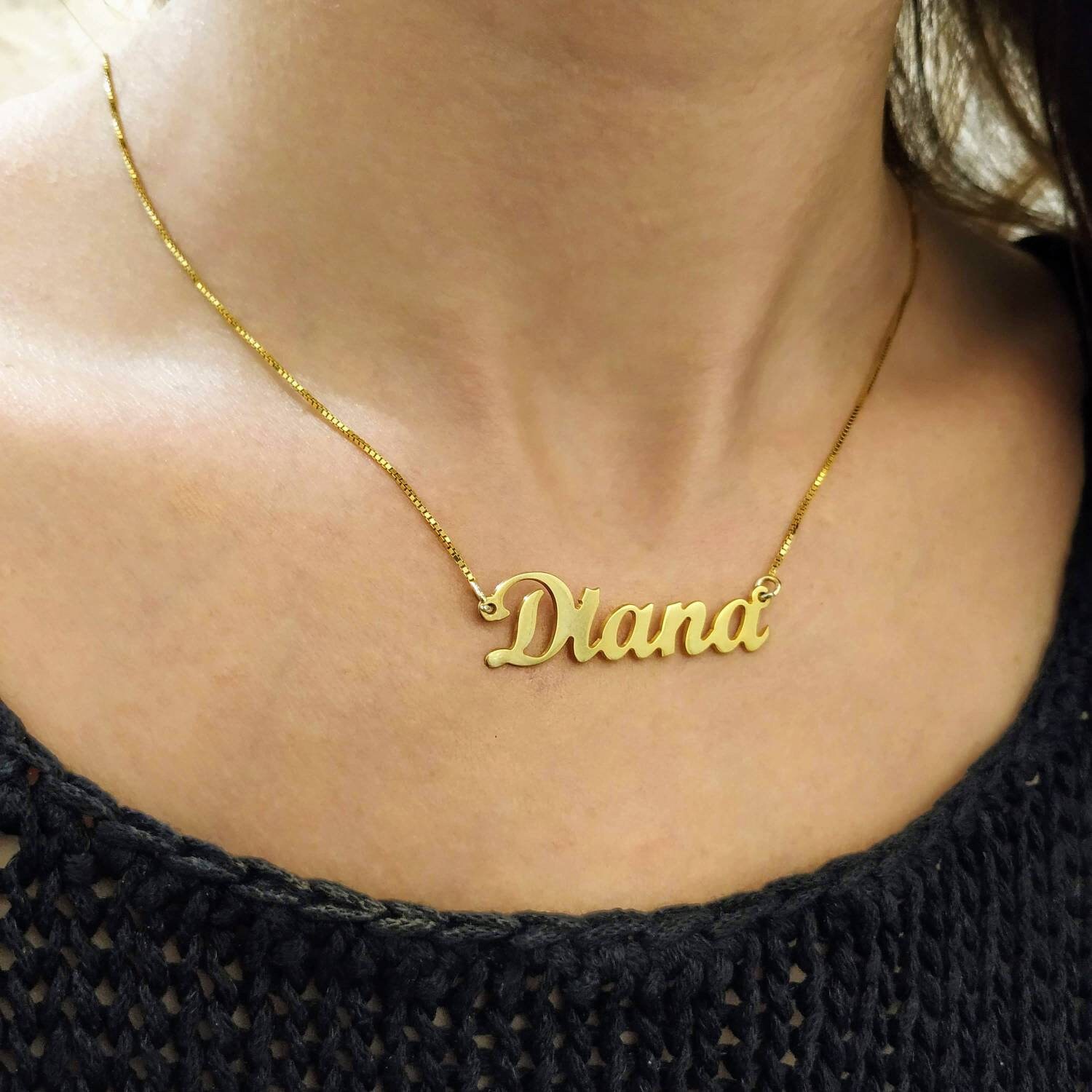 14k Gold Nameplate Custom Gold Name 14k Name Necklace | Etsy