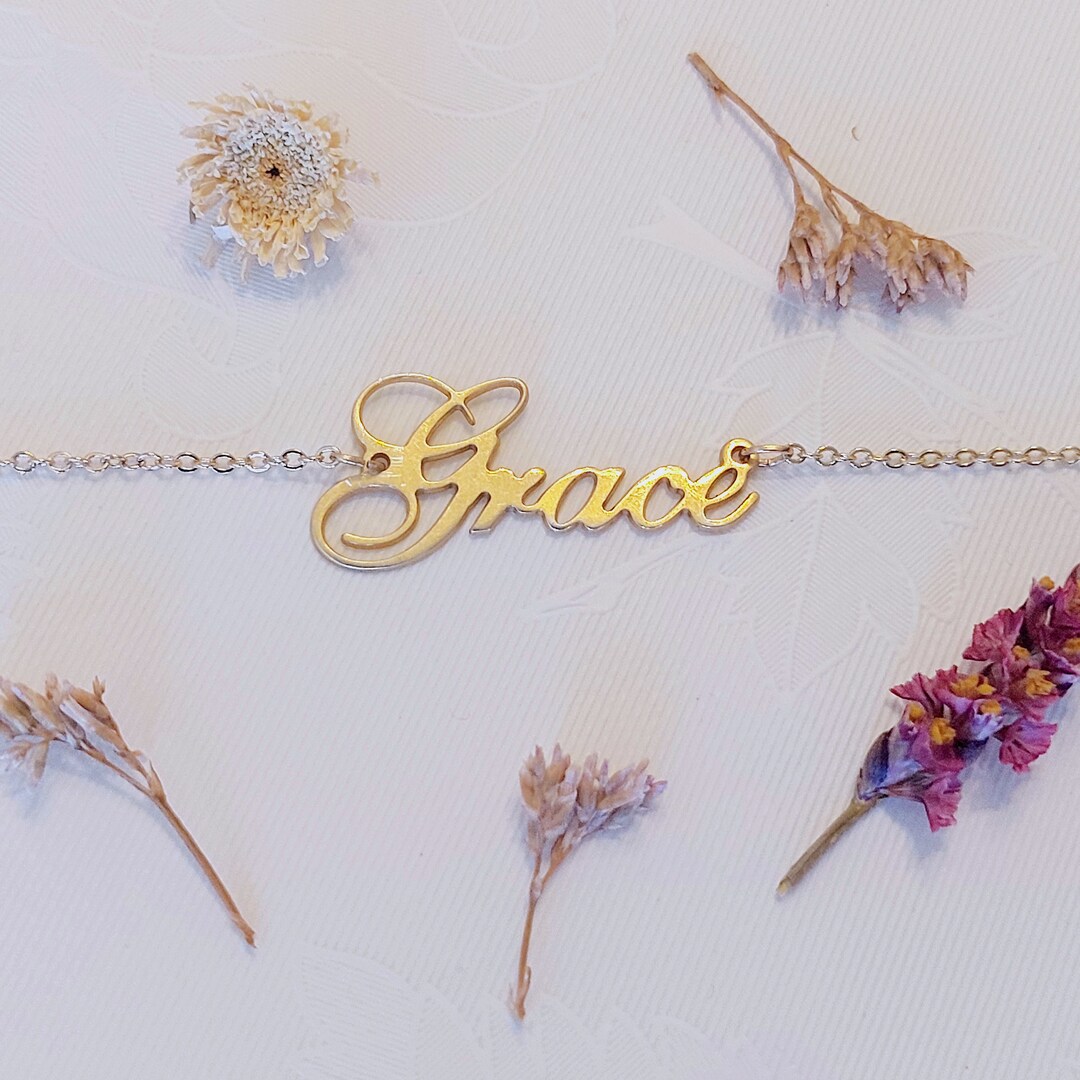 14k Gold Nameplate - Cursive Name Pendant - Personalized Name ...
