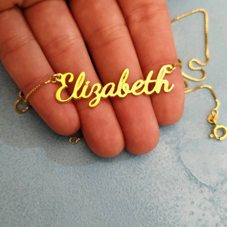 14k Real Solid Gold Custom Name Necklace Nameplate Pendant Etsy