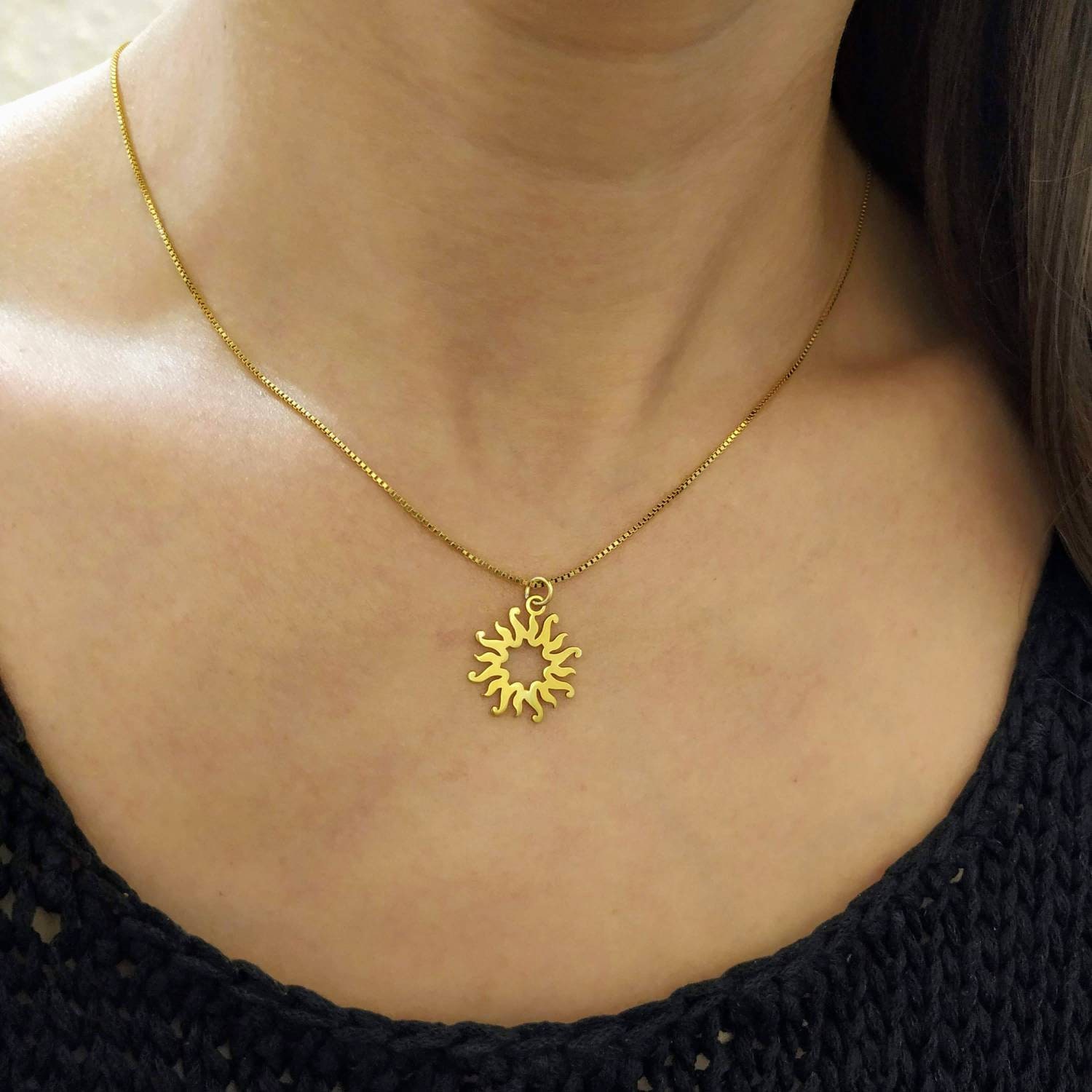 Sun Pendant Sunburst Necklace Celestial Sunshine Jewelry - Etsy Australia