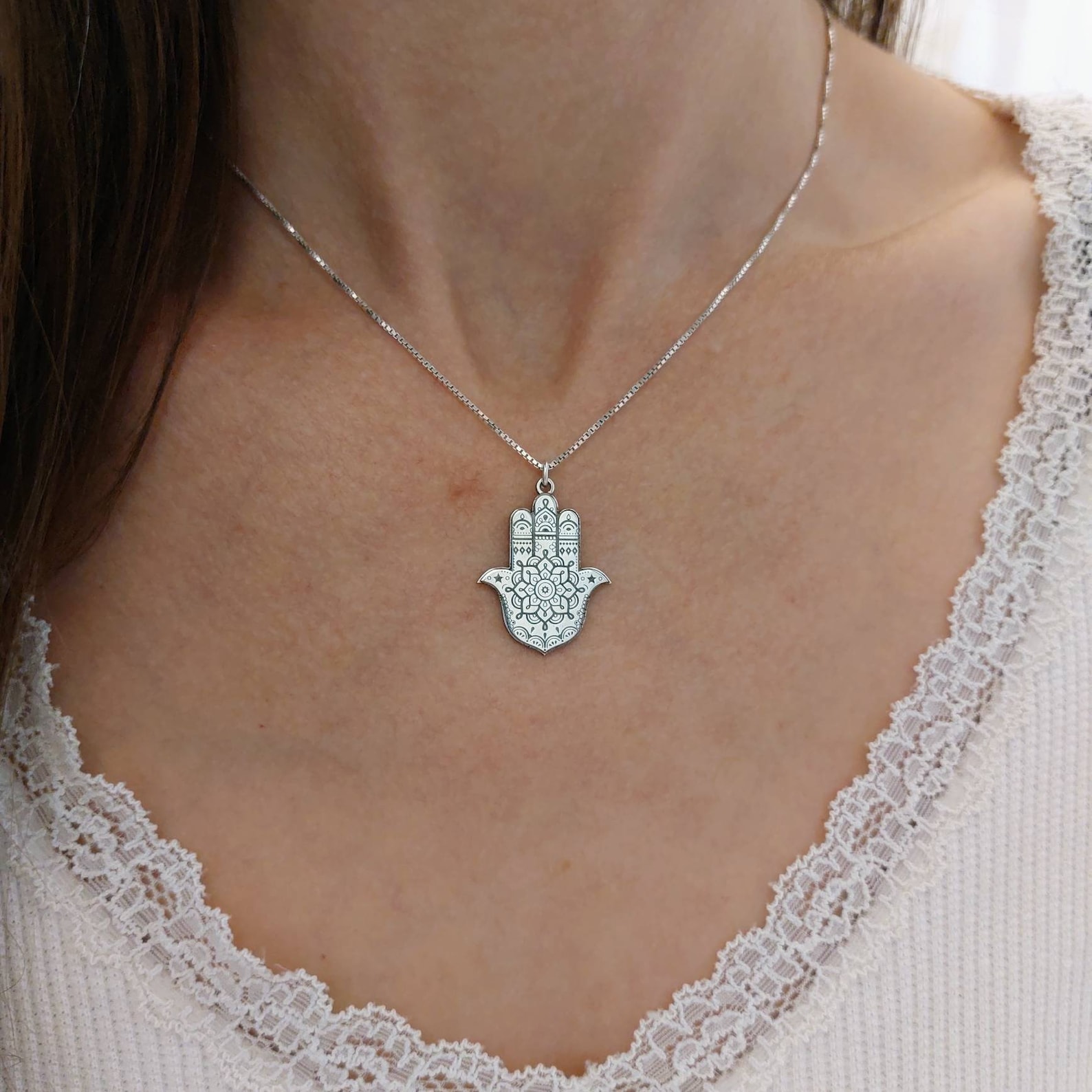 Hamsa Hand Pendant Fatima Necklace Hamsa Charm Spiritual - Etsy