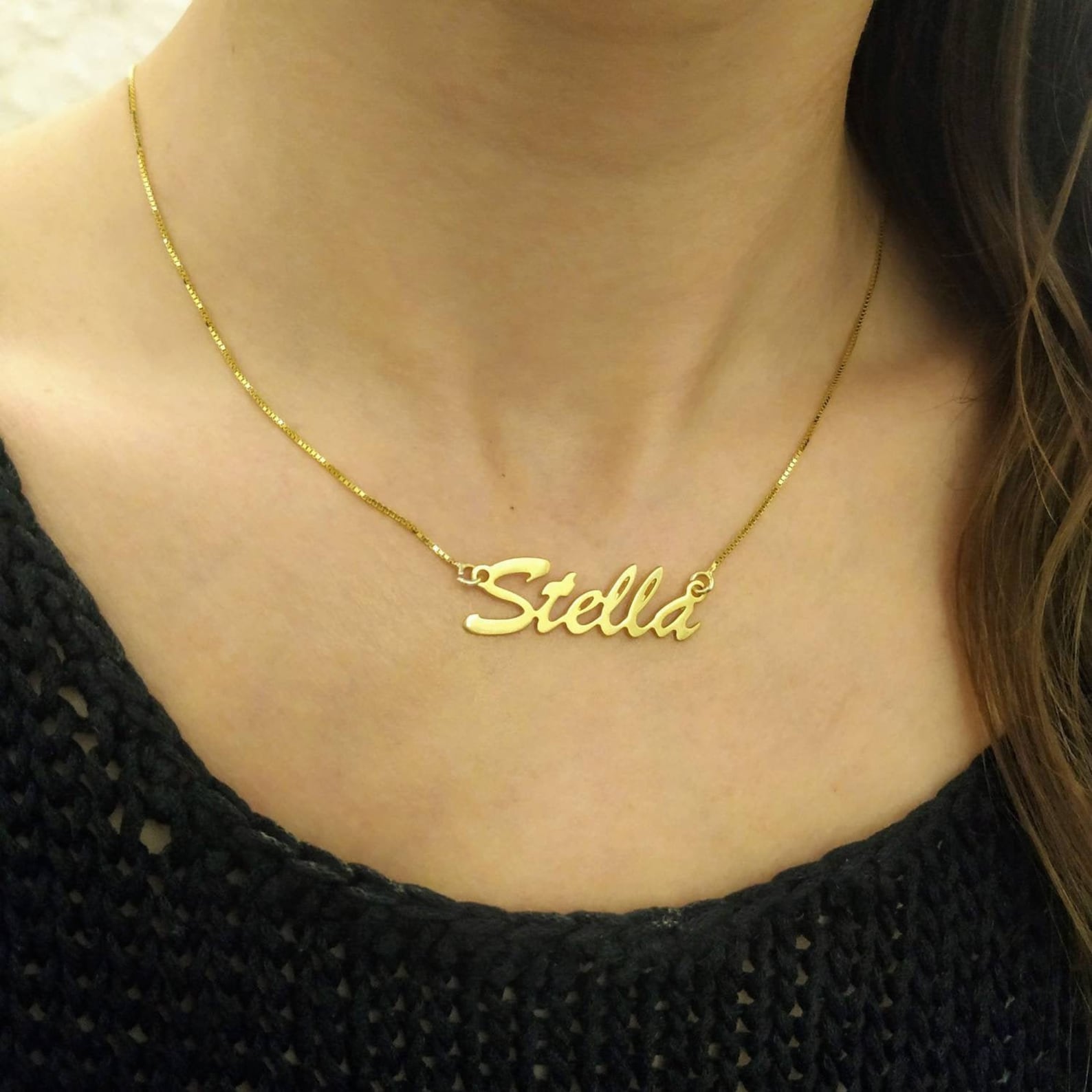 Personalized Gold Plated Nameplate Necklace Gold Name | Etsy