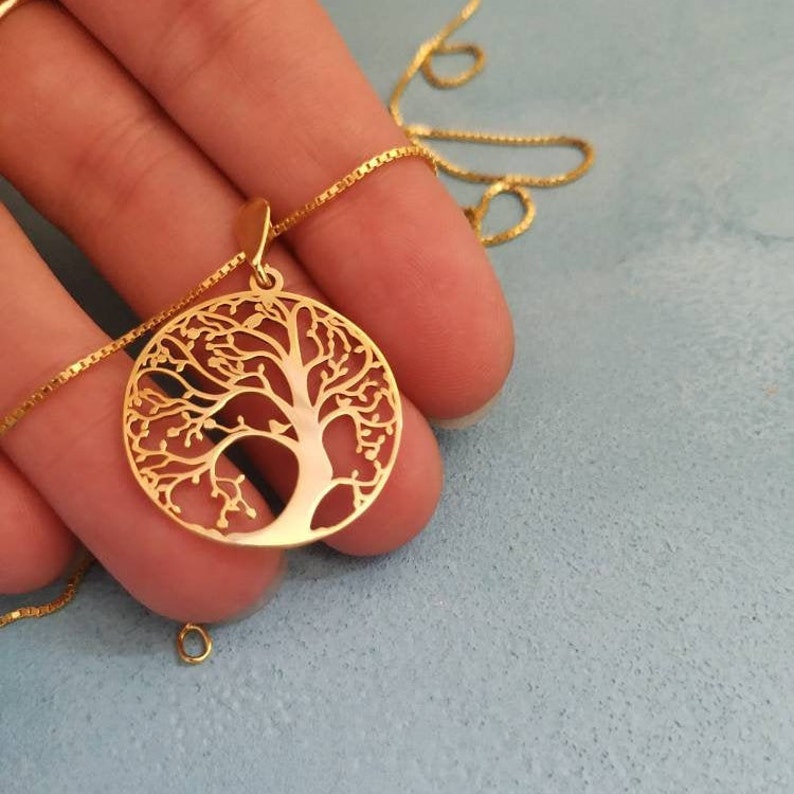 Dainty 14k Gold Tree of Life Gold Tree Necklace Family | Etsy