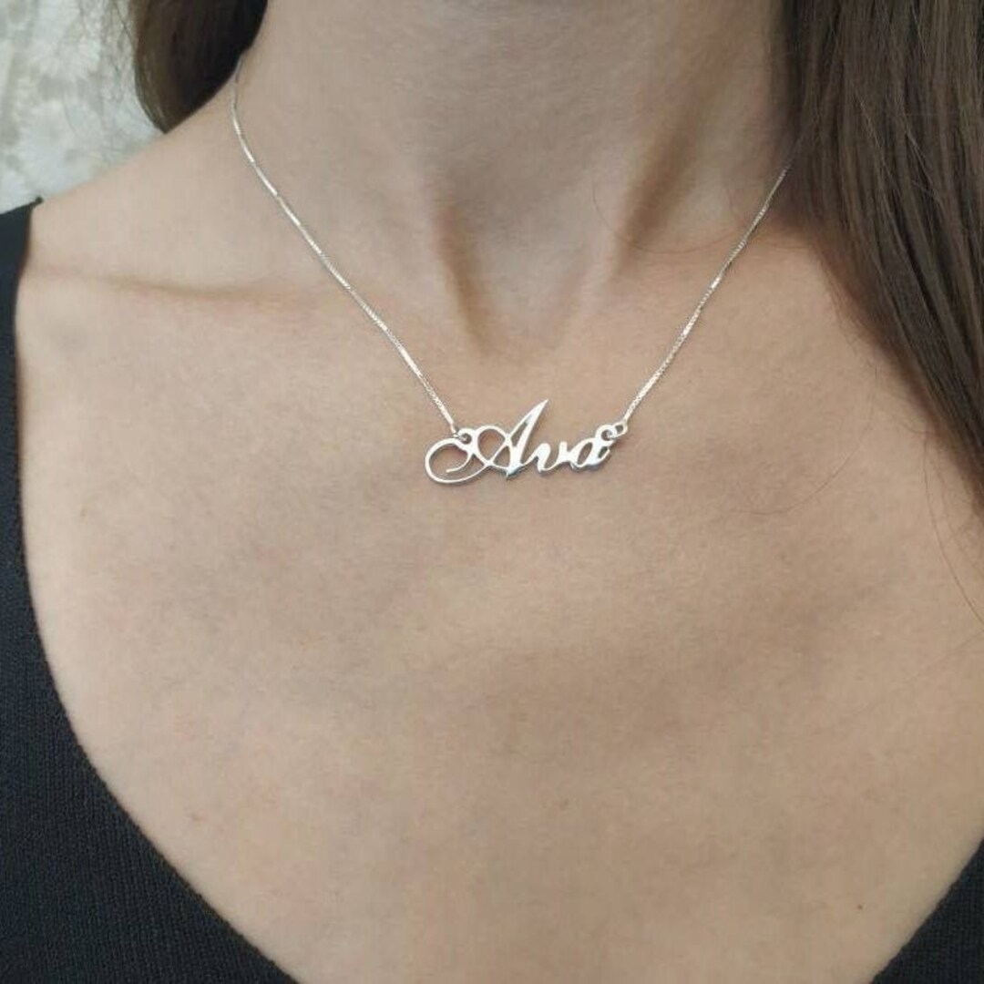 925 Sterling Silver - Personalized - Silver Name Necklace - Chain With ...