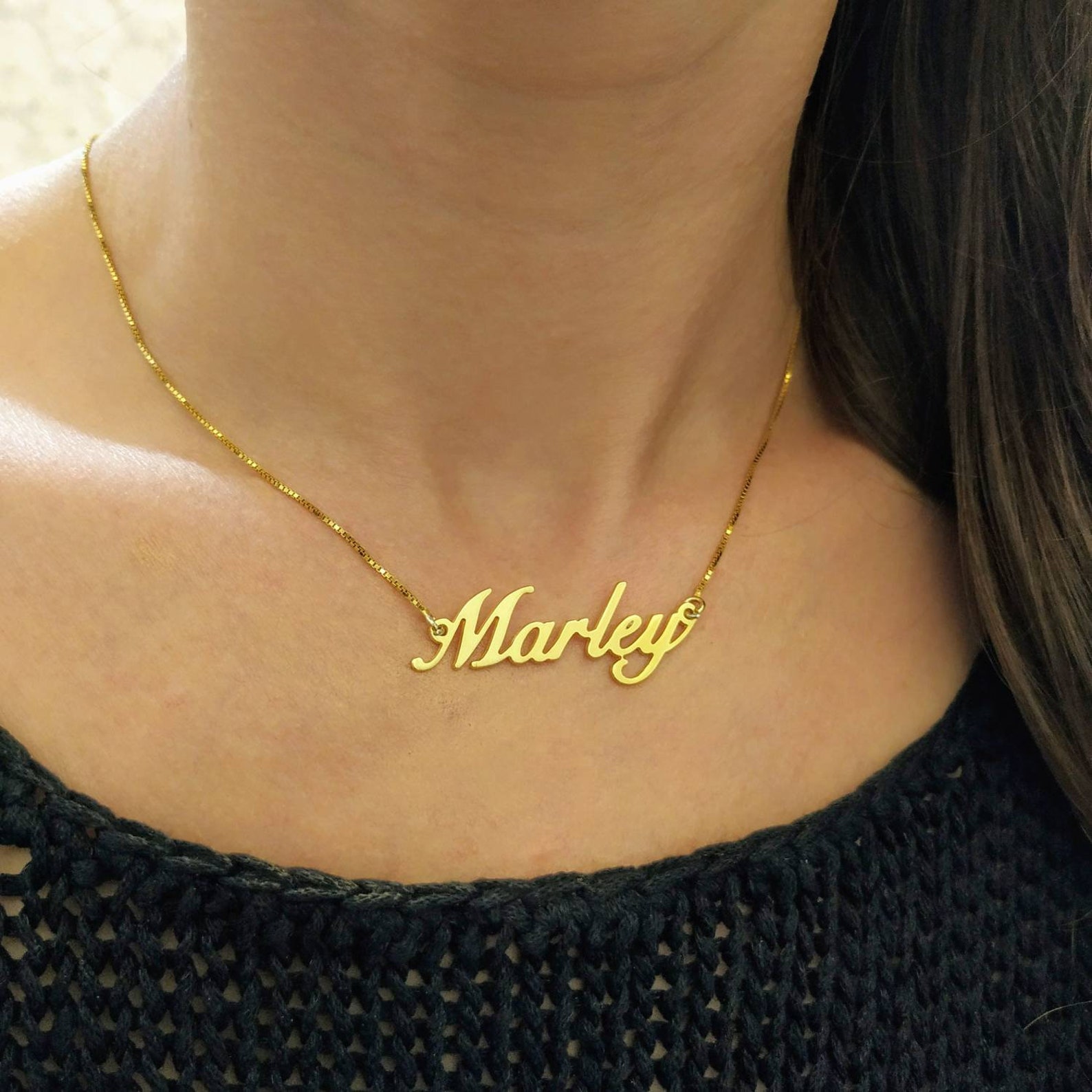 14k Solid Gold My Name Necklace Personalized Name Dainy | Etsy