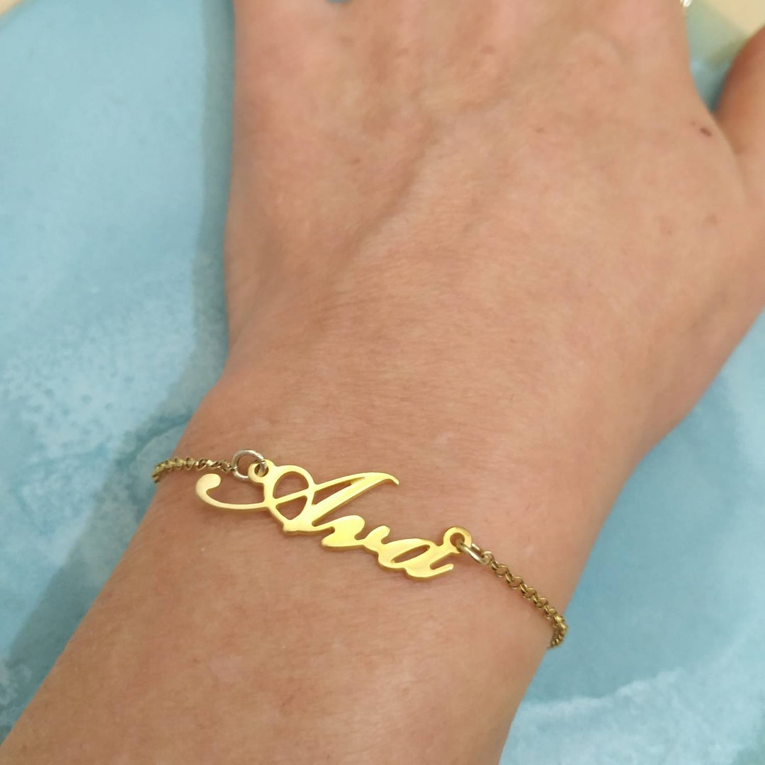 Name Plate Bracelet - Name Tag Bracelet - Birthday Gifts - Custom Name ...