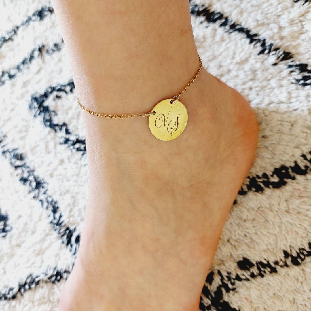 Gold Initial Name Anklet With Name Custom Name Anklet Personalized Gift ...