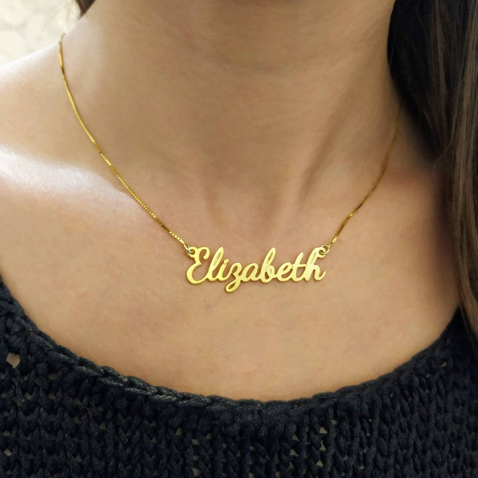 14k Real Solid Gold Custom Name Necklace Nameplate Pendant - Etsy