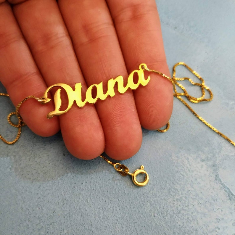 18k Gold Plated Custom Name Necklace Nameplate Pendant Etsy