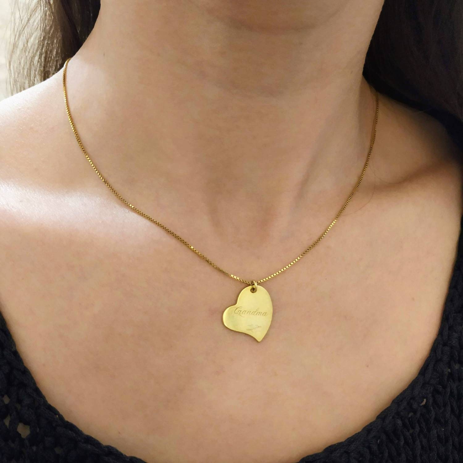 14k Solid Gold Heart Necklace Custom Made Gold Name | Etsy