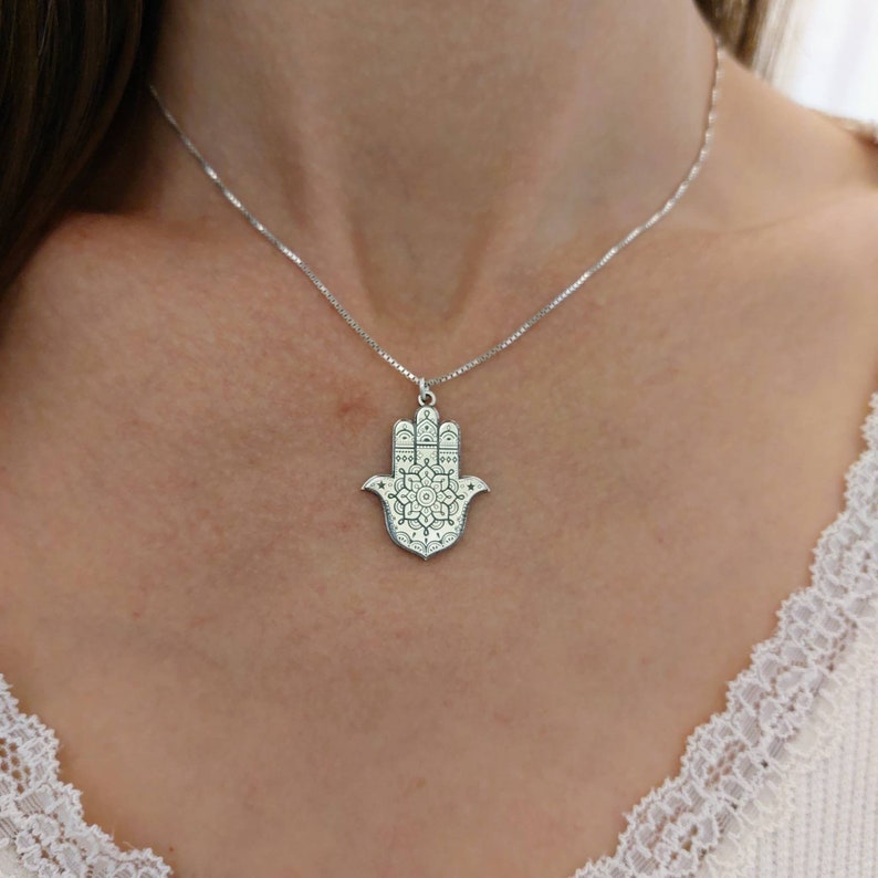 Hamsa Hand Pendant Fatima Necklace Hamsa Charm Spiritual - Etsy