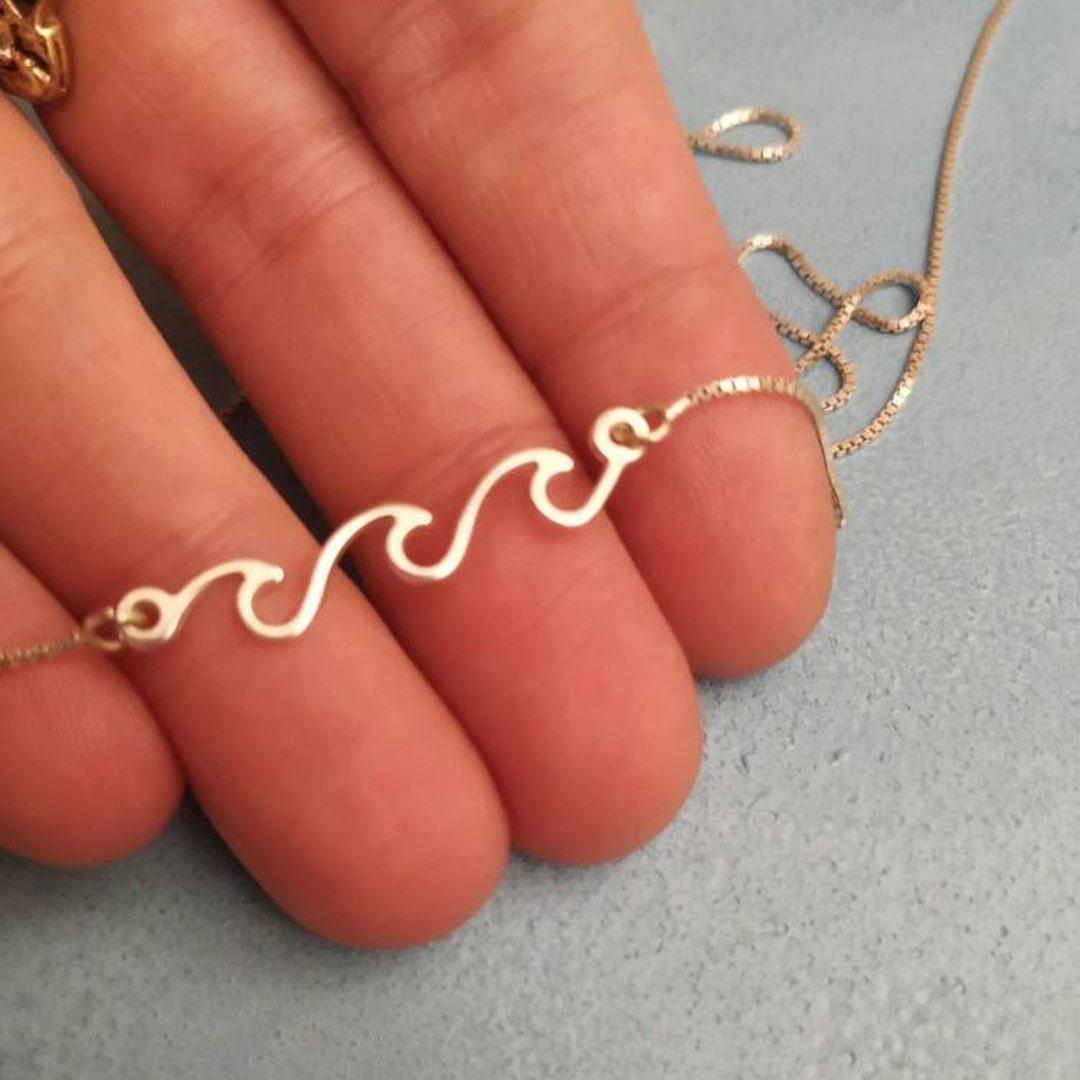 925 Silver - Silver Sea Charm - Wave Pendant - Sea Wave Necklace ...