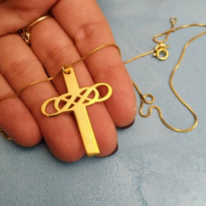 14k Solid Gold Infinity Cross Celtic Cross Gold Cross Pendant 14k Cross ...