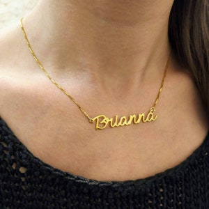 Gold Plated Name Charm Personalized Jewelry Nameplate Chain Handwriting ...