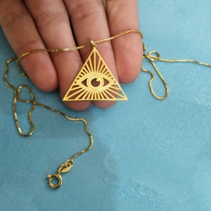 Gold Plated - Third Eye Necklace - Eye of Providence - Triangle ...