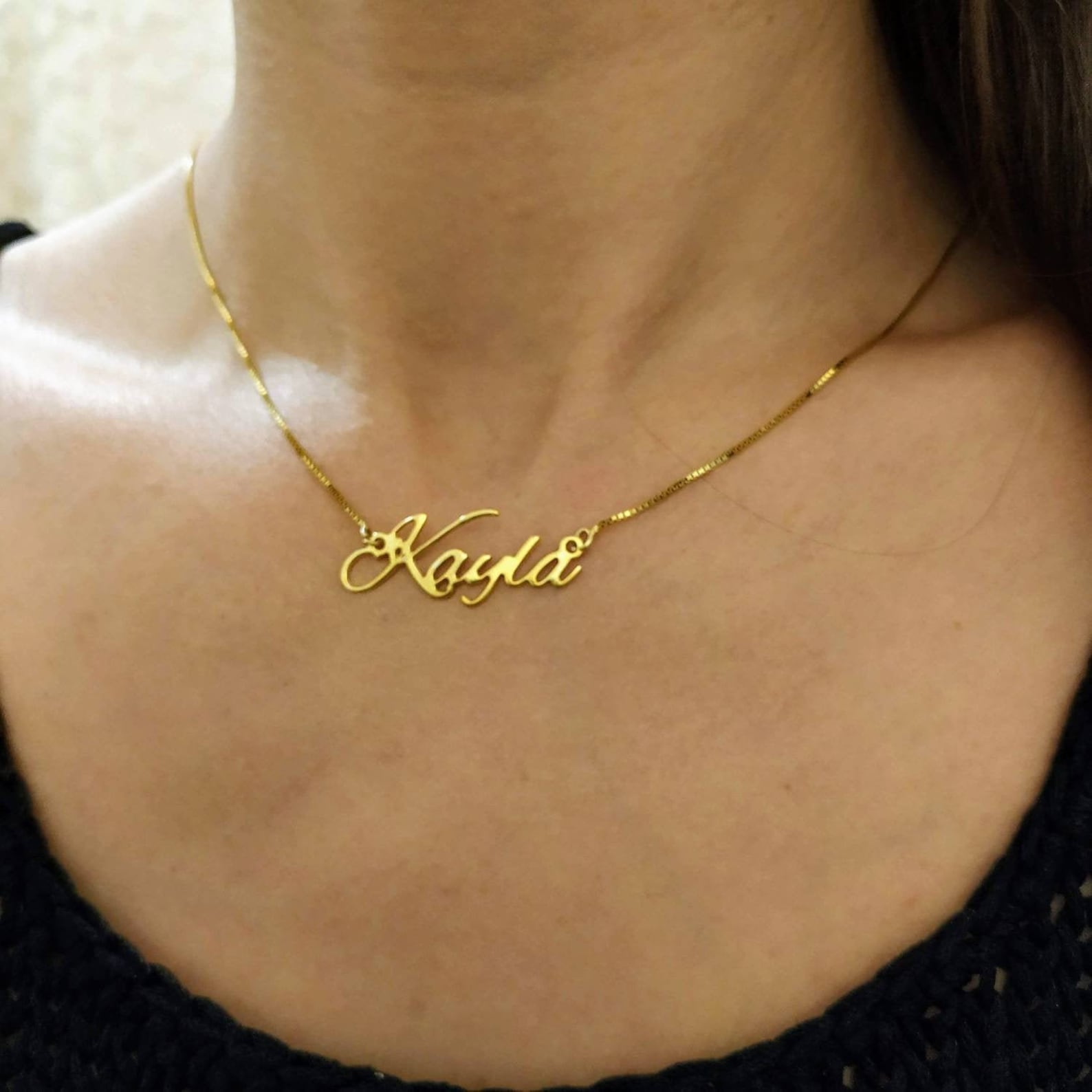 18k Gold Plated Necklace With Name Personalized Name Gold | Etsy