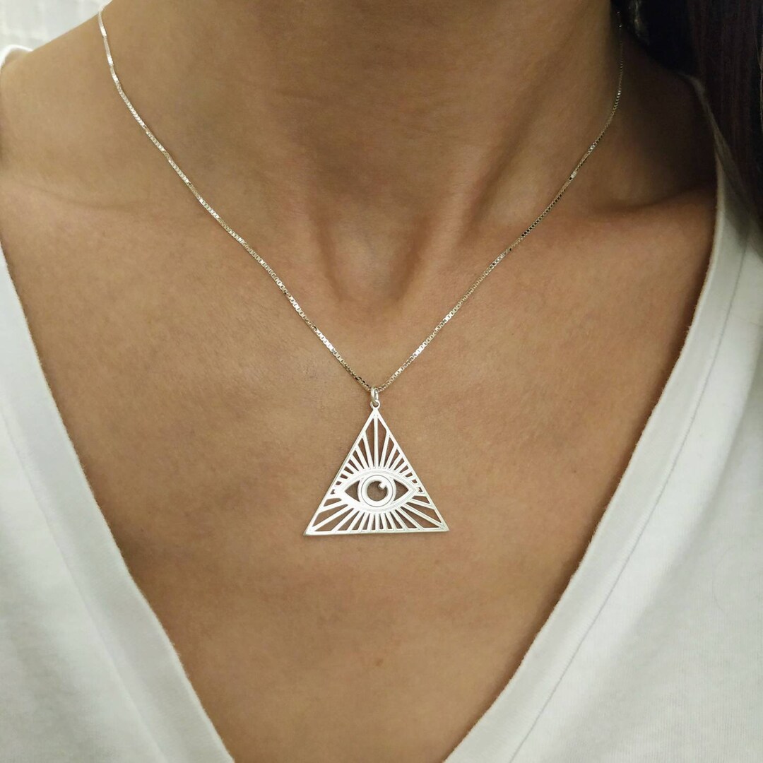 Eye of Providence - Evil Eye Necklace - Third Eye Triangle - All Seeing ...