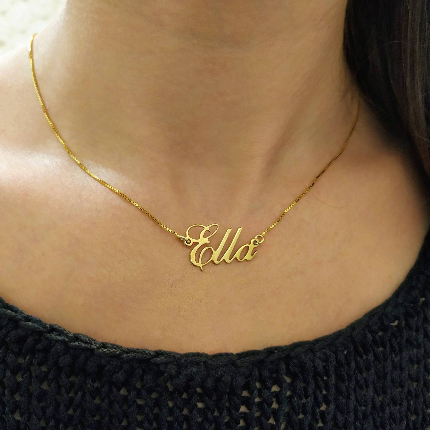 Gold Plated Nameplate Necklace Personalized Name Chain - Etsy Israel