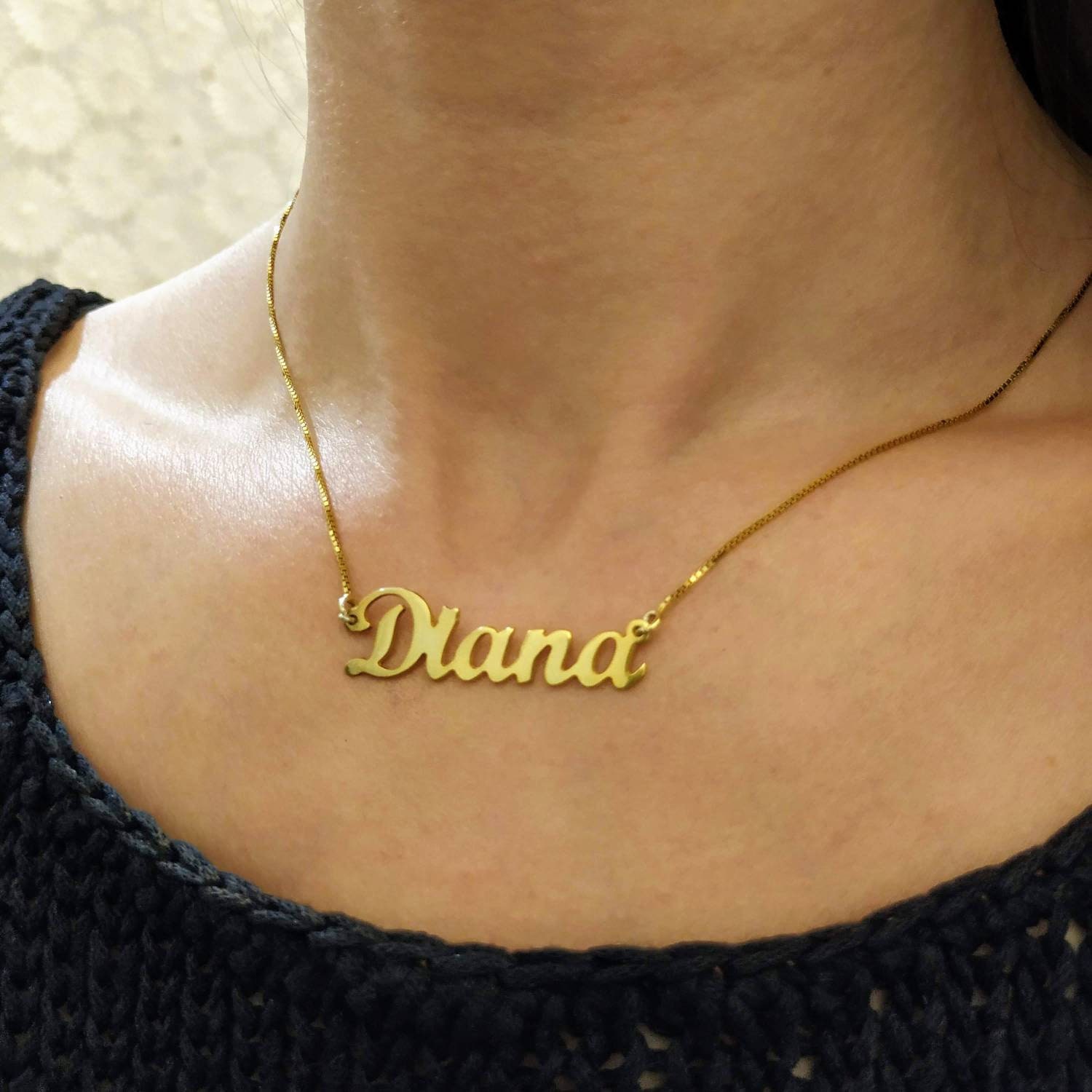 14k Gold Nameplate Custom Gold Name 14k Name Necklace | Etsy