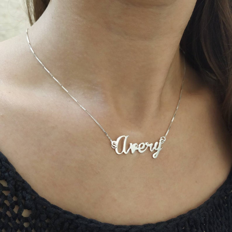 Sterling Silver Personalized Name Pendant Necklace Cursive - Etsy