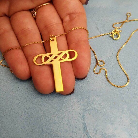 14k Solid Gold Infinity Cross Celtic Cross Gold Cross | Etsy