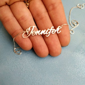 925 Silver - Custom Nameplate - Script Name Necklace - Cursive Pendant ...