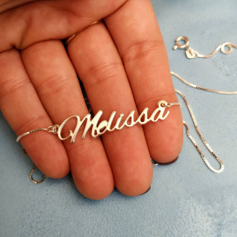 925 Silver Custom Made Name Necklace Cursive Melissa - Etsy