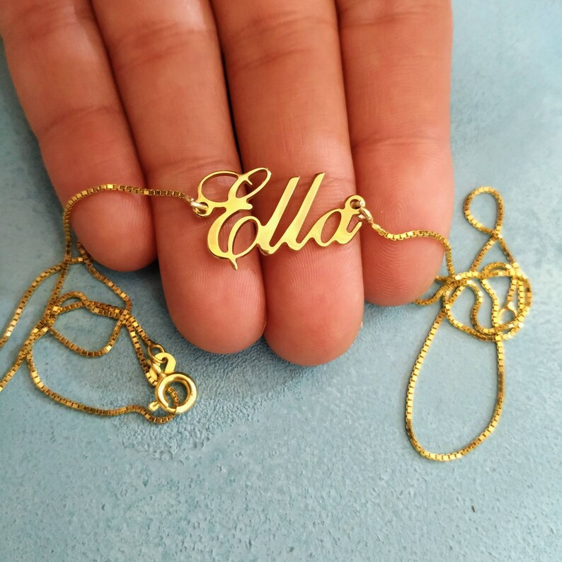 Gold Plated Nameplate Necklace Personalized Name Chain | Etsy