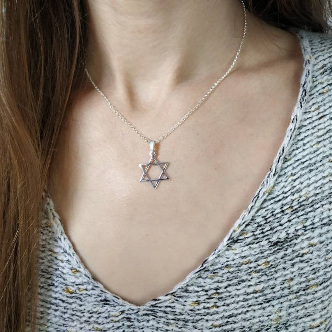 925 Sterling Silver Star of David Pendant Silver Shield of - Etsy