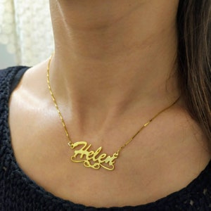 14k Name Necklace Gold Name Necklace Custom Necklace Big Name Necklace ...