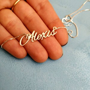 925 Sterling Silver Customized Pendant My Name Necklace Cursive ...