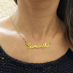 14k Solid Gold - Name Necklace 14k - 14k Gold Nameplate - Personalized ...