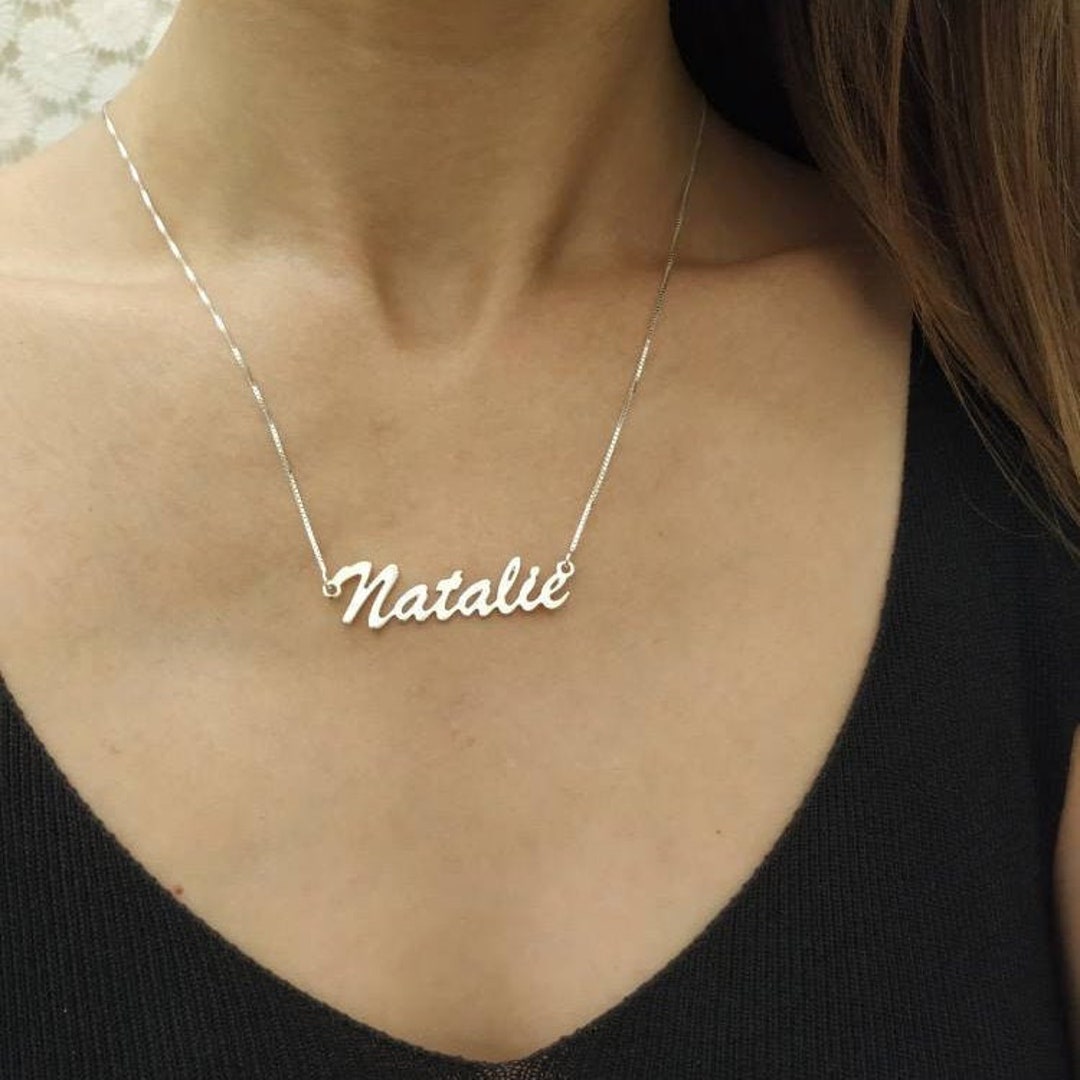 925 Sterling Silver - Nameplate Necklace - Custom Name Chain - Name ...