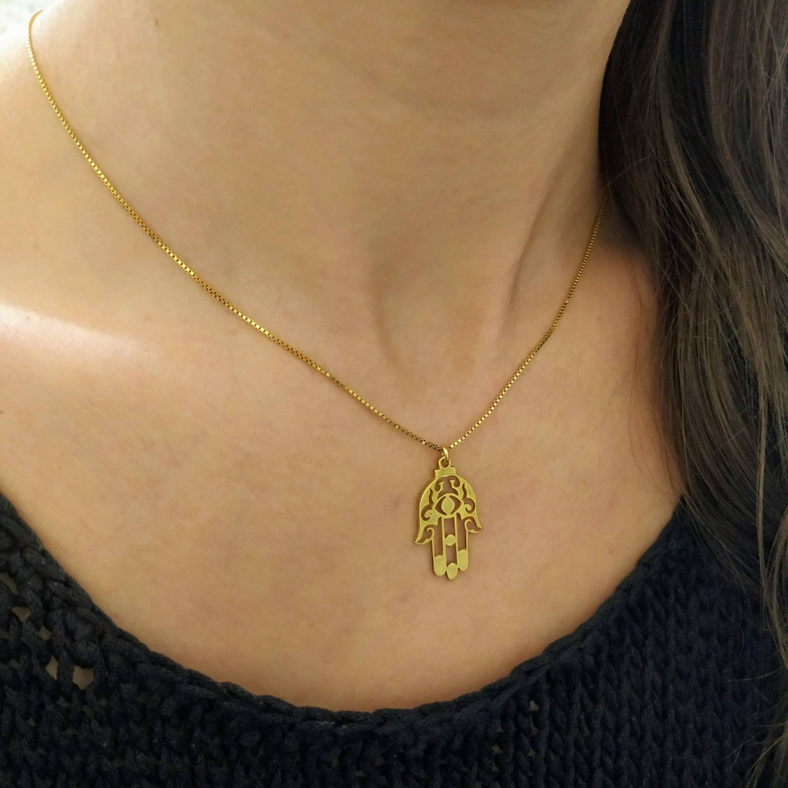 18k Gold Plated Hamsa Pendant Hamsa Hand Necklace Hand Of | Etsy