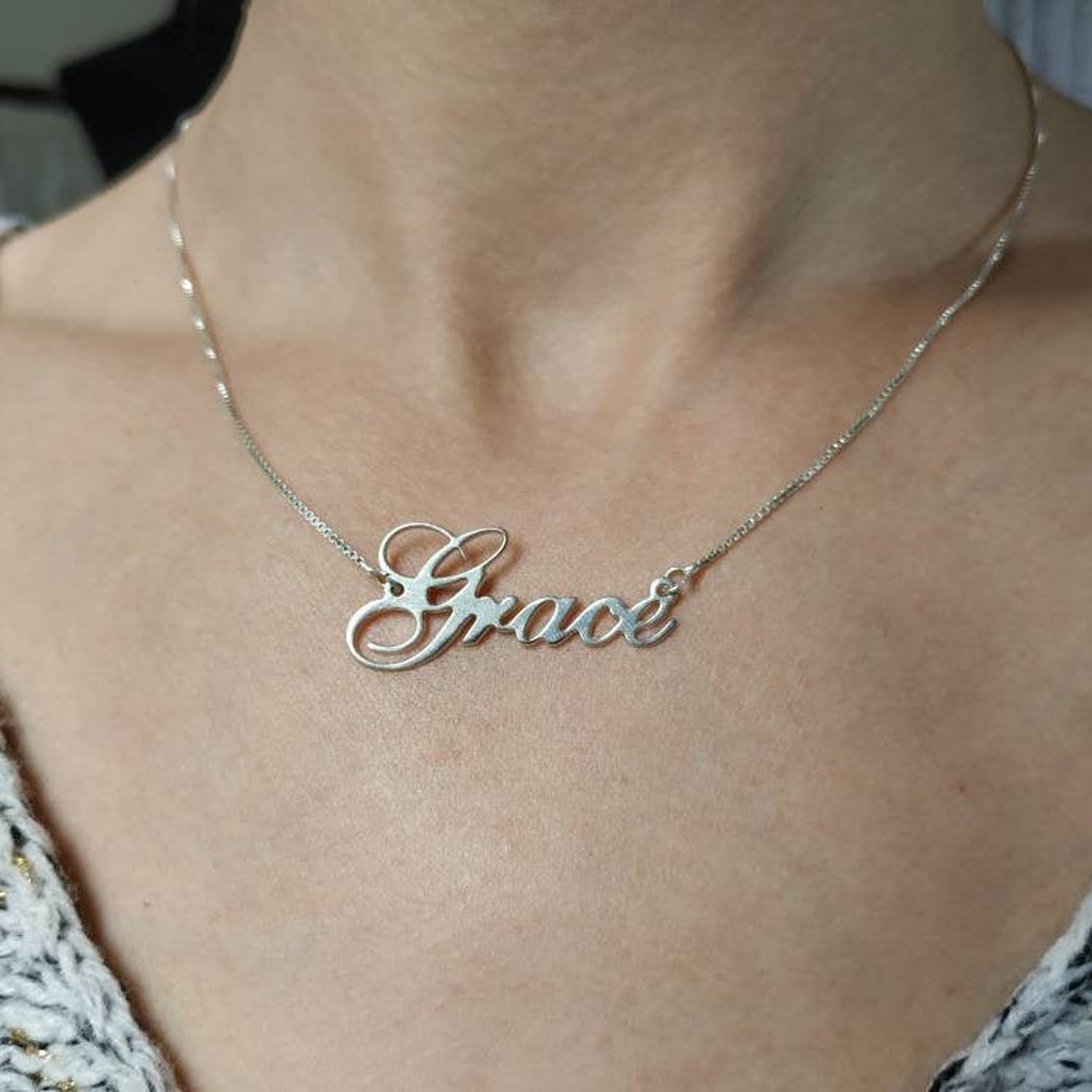 925 Sterling Silver Name Pendant Personalized Name Silver | Etsy